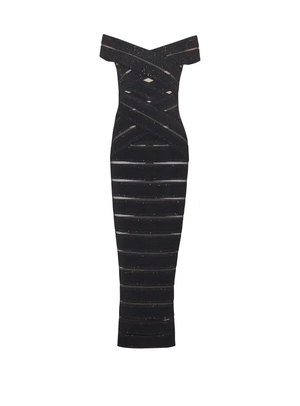 Balmain Mesh Knit Bodycon Dress - Black