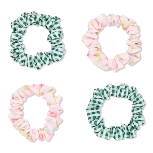 WET BRUSH Satin Skinny Scrunchies 4-pack - Pink & Green