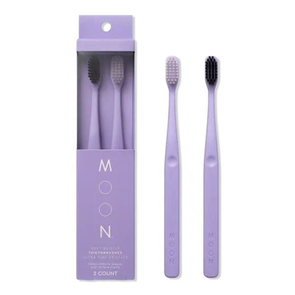 MOON Soft Bristle Purple Manual Toothbrush 2 Pack