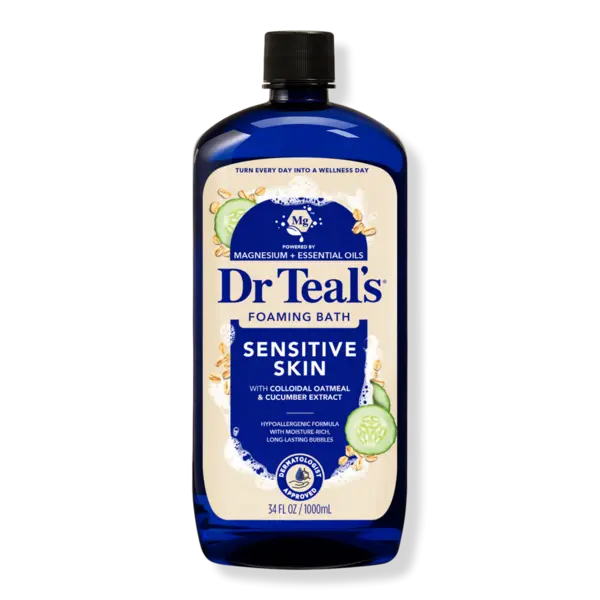 DR TEAL'S Foaming Bath, Sensitive Skin With Pure Epsom Salt, Oatmeal & Cucumber