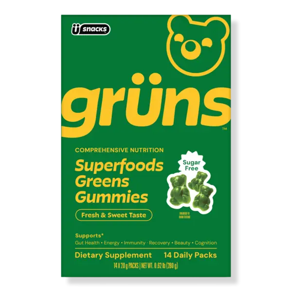 GRUNS Adults Sugar Free Superfood Greens Multivitamin Gummies - One-color