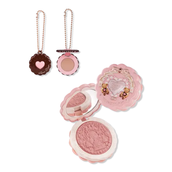 FLOWER KNOWS The Sweetie Bear Collection Satin Blush & Matte Blush Charm Duo Set - 03 Rose Chanson+mocha Bear