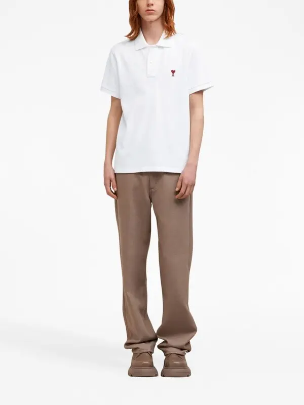 AMI Paris De Coeur Cotton Polo Shirt - White
