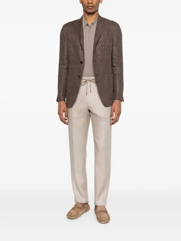Boglioli Linen Double-breasted Jacket - Brown