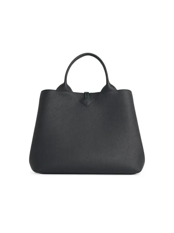Longchamp L Le Roseau Leather Top Handle Bag - Black