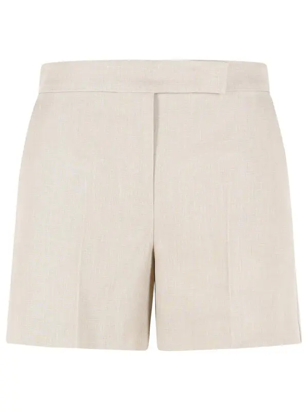 Max Mara Landa' Shorts In Sand Coloured Linen Mat - Beige