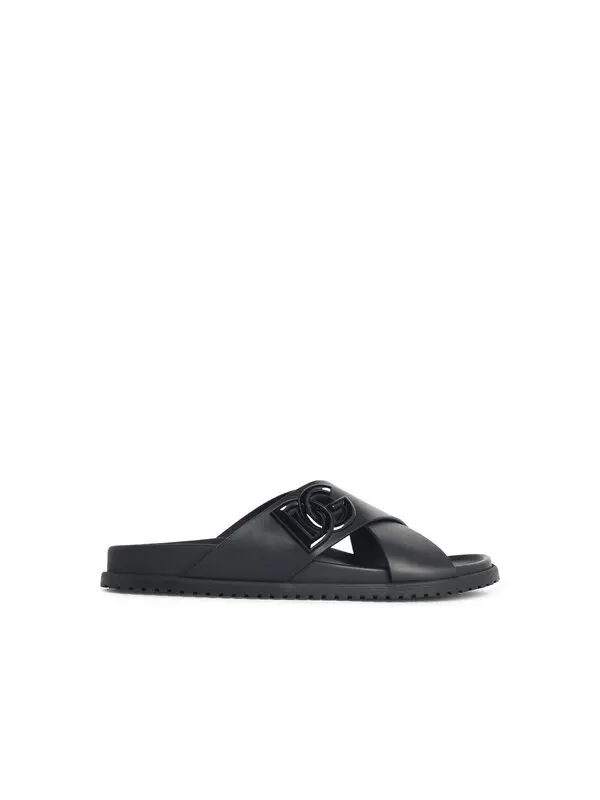 Dolce & Gabbana Leather Slippers - Black