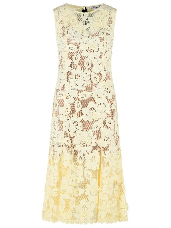 SELF-PORTRAIT Polyester Crochet Lace Dress - Yellow