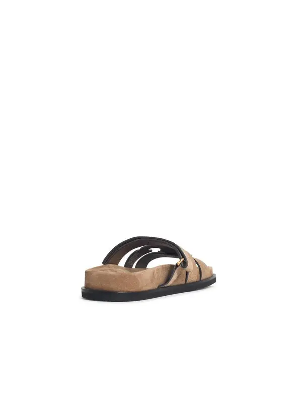 Tory Burch Ines Sport Suede Slippers - Beige