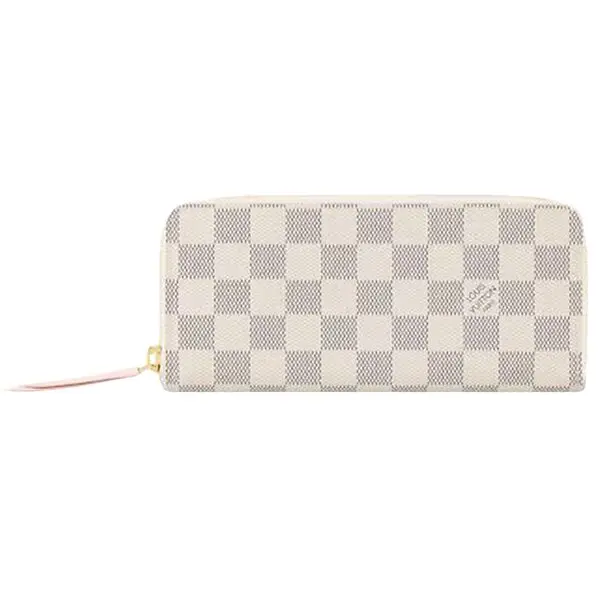 LOUIS VUITTON Clémence Wallet Damier Azur Canvas/rose Ballerine Pink - White