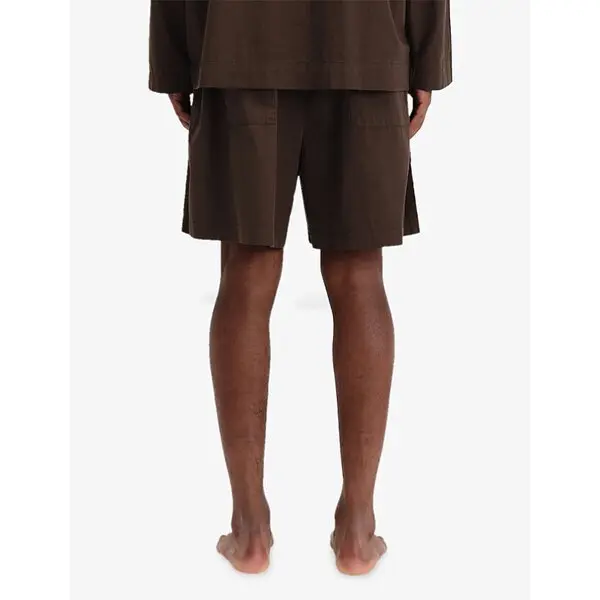 TEKLA Striped Cotton-poplin Shorts - Coffee