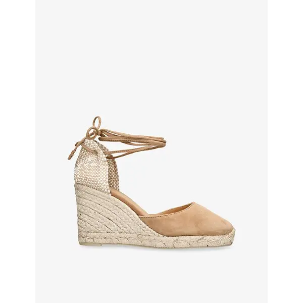 CastaÑer Carina Suede Wedge Espadrilles - Tan Comb