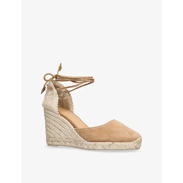 CastaÑer Carina Suede Wedge Espadrilles - Tan Comb