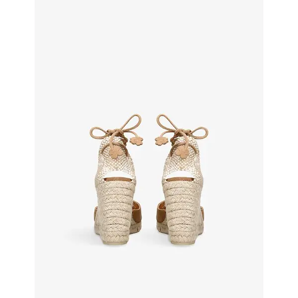 CastaÑer Carina Suede Wedge Espadrilles - Tan Comb