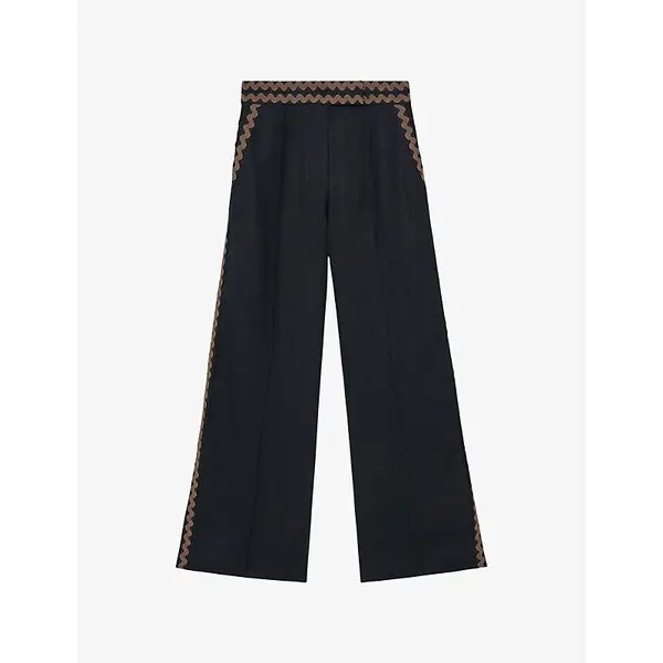 REISS Mila Wide-leg High-rise Linen Trousers