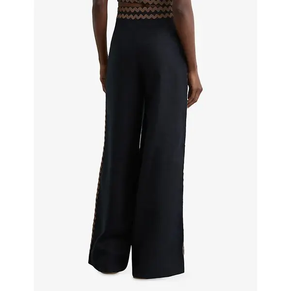 REISS Mila Wide-leg High-rise Linen Trousers