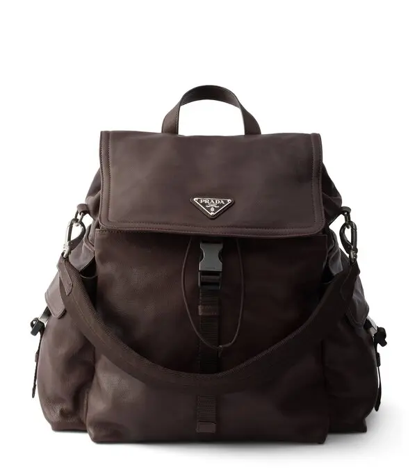 Prada Leather Explore Backpack - Brown