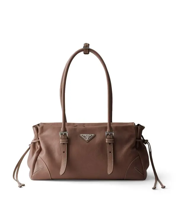Prada Medium Leather Bonnie Shoulder Bag - Brown