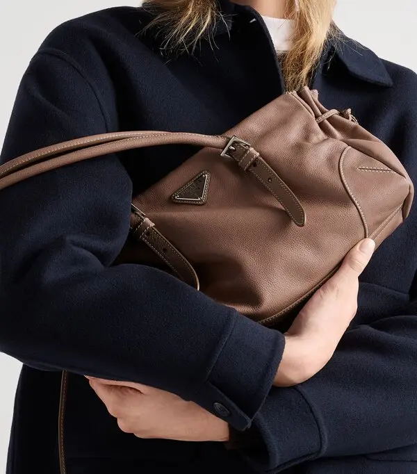 Prada Medium Leather Bonnie Shoulder Bag - Brown