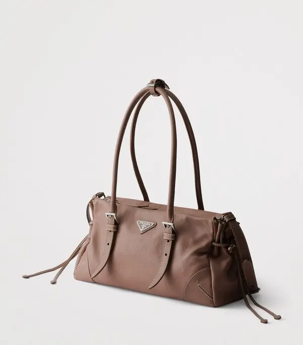 Prada Medium Leather Bonnie Shoulder Bag - Brown