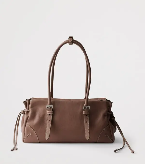 Prada Medium Leather Bonnie Shoulder Bag - Brown