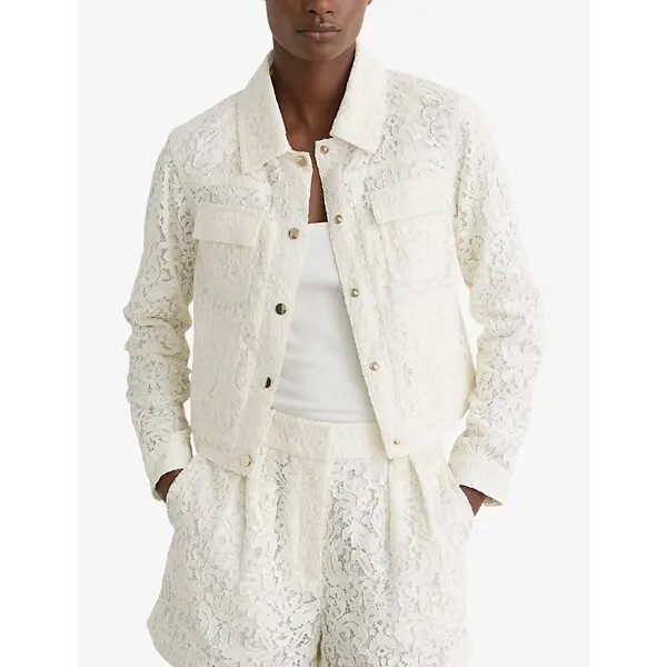 REISS Flap-pocket Lace Jacket