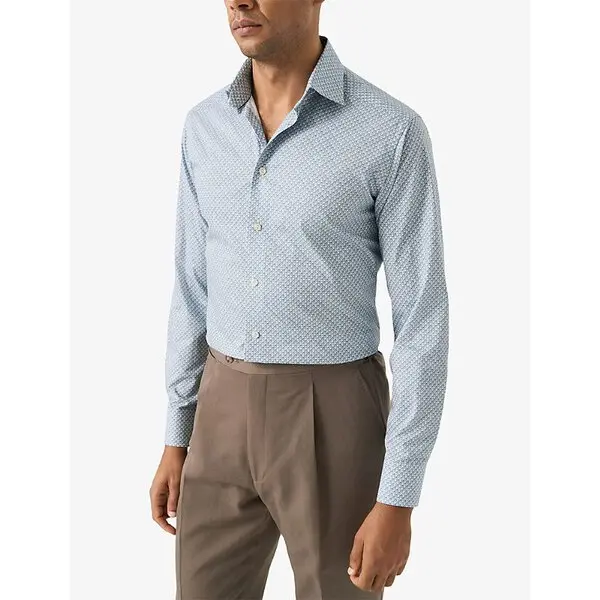 Eton Signature Twill Motif Slim-fit Cotton Shirt - Light Blue