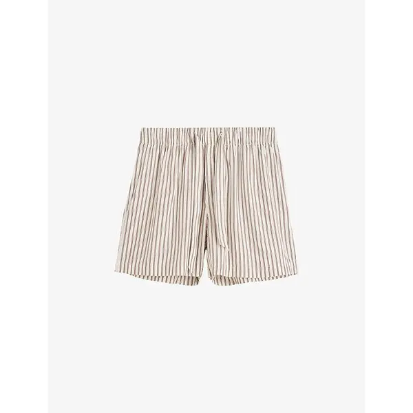 TEKLA Striped Cotton-poplin Shorts - Hopper Stripes