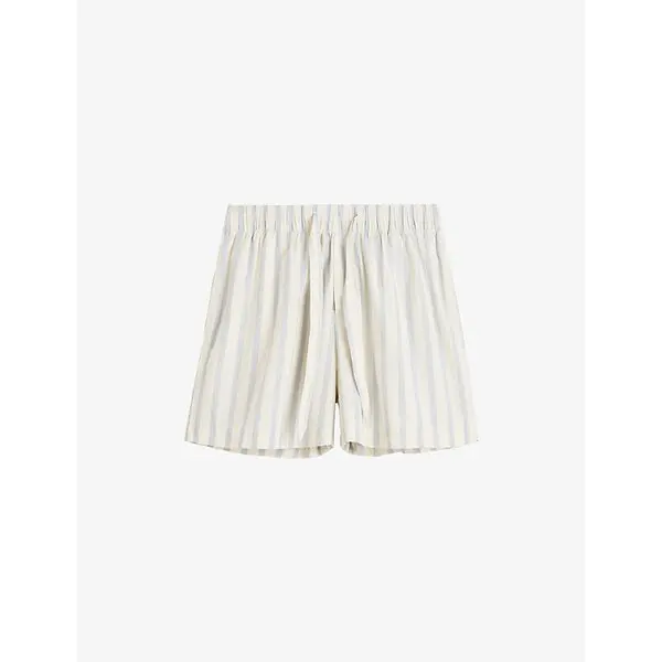 TEKLA Striped Cotton-poplin Shorts - Needle Stripes