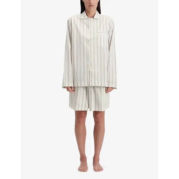 TEKLA Striped Cotton-poplin Shorts - Needle Stripes