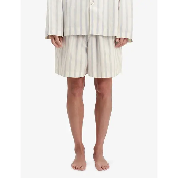 TEKLA Striped Cotton-poplin Shorts - Needle Stripes