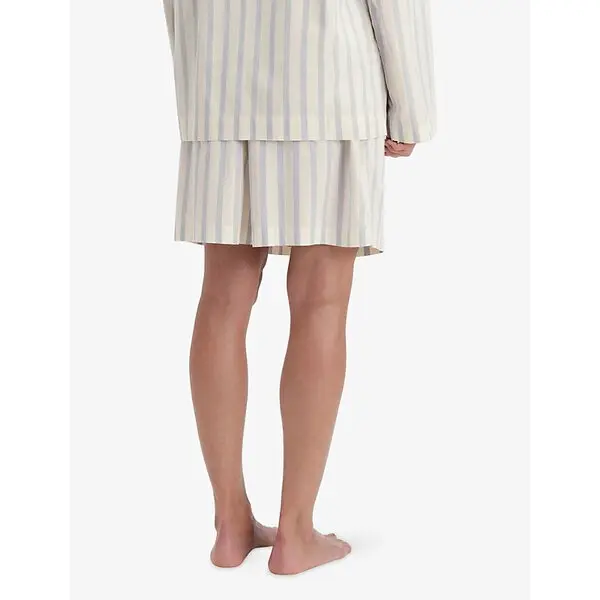 TEKLA Striped Cotton-poplin Shorts - Needle Stripes