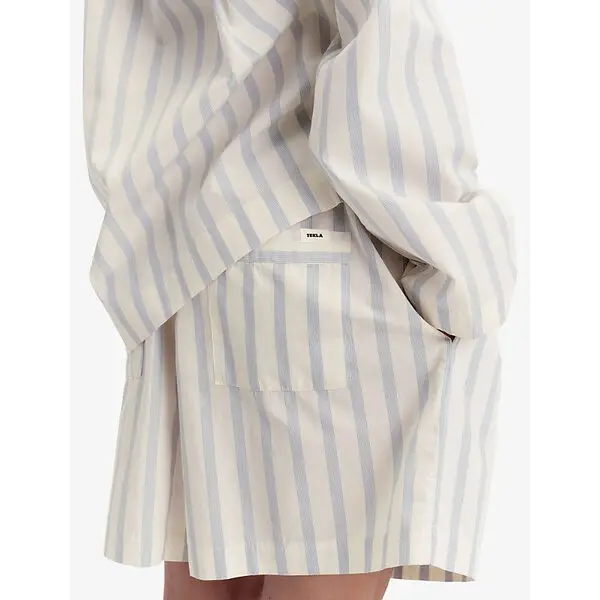 TEKLA Striped Cotton-poplin Shorts - Needle Stripes