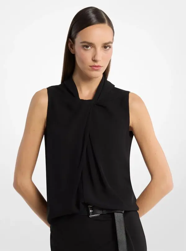 Michael Kors Draped Sleeveless Blouse - Black