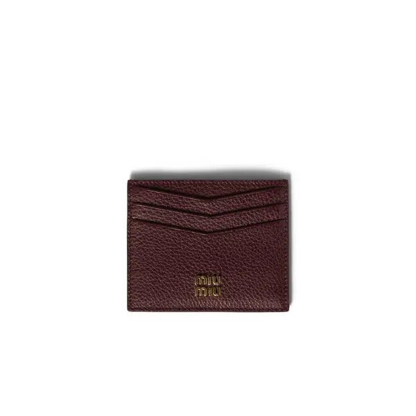 Miu Miu Leather Card Holder - Burgundy