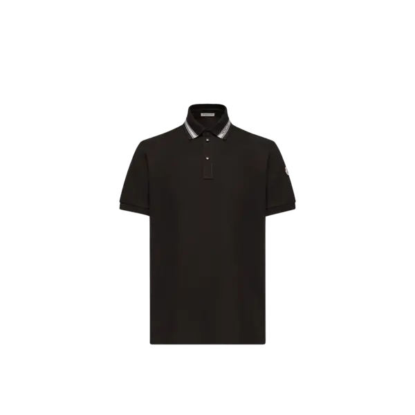 Moncler Cotton Piquet Polo Shirt - Black