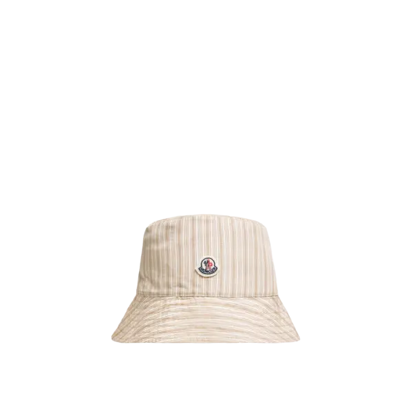 Moncler Reversible Striped Cotton Bucket Hat - Beige