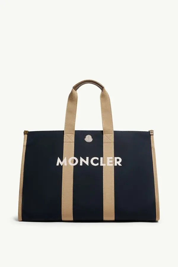 Moncler Logo Canvas Tote Bag - Blue