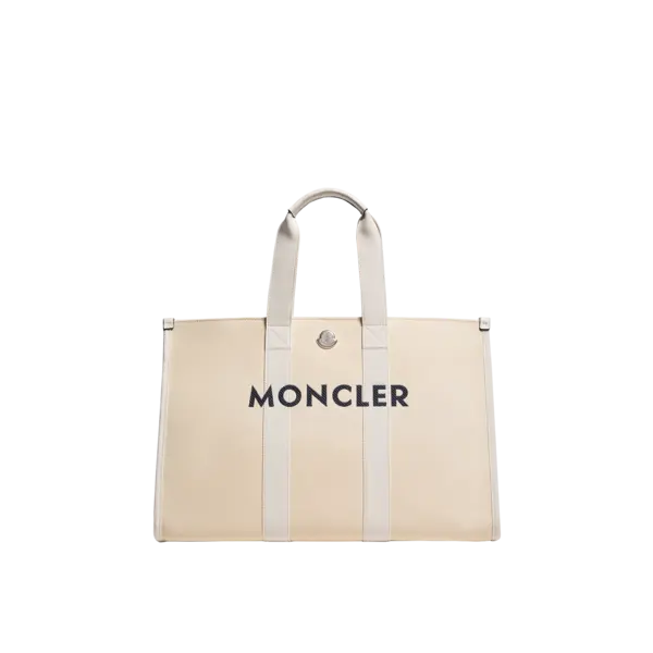 Moncler Logo Canvas Tote Bag - White