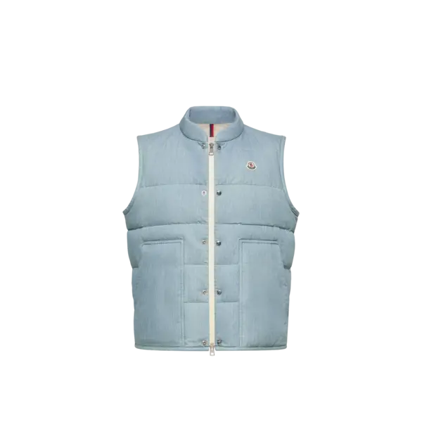 Moncler Heceta Denim Down Gilet - Blue