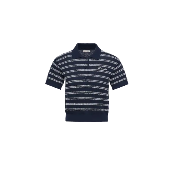 Moncler Cotton-blend Bouclé Polo Shirt - Blue