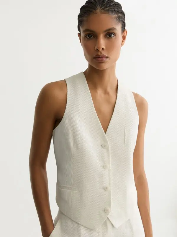 REISS Alyx Linen-blend Tailored Waistcoat