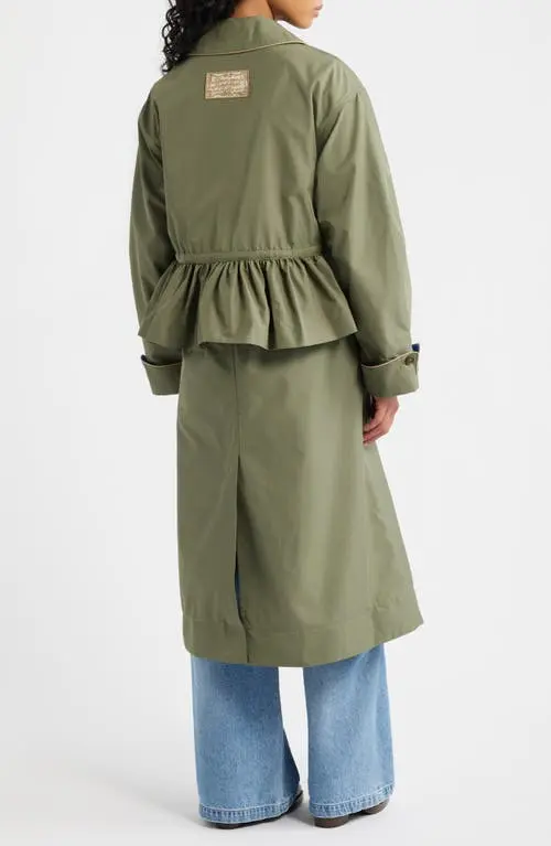 DAMSON MADDER Myrtle Water Repellent Convertible Trench Coat - Sage