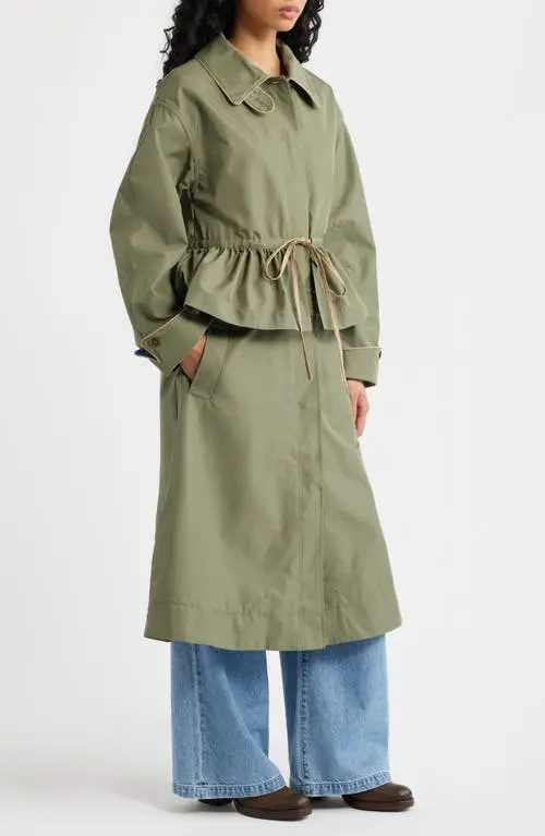 DAMSON MADDER Myrtle Water Repellent Convertible Trench Coat - Sage