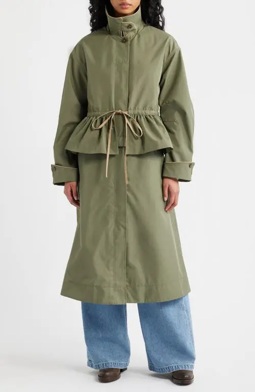 DAMSON MADDER Myrtle Water Repellent Convertible Trench Coat - Sage