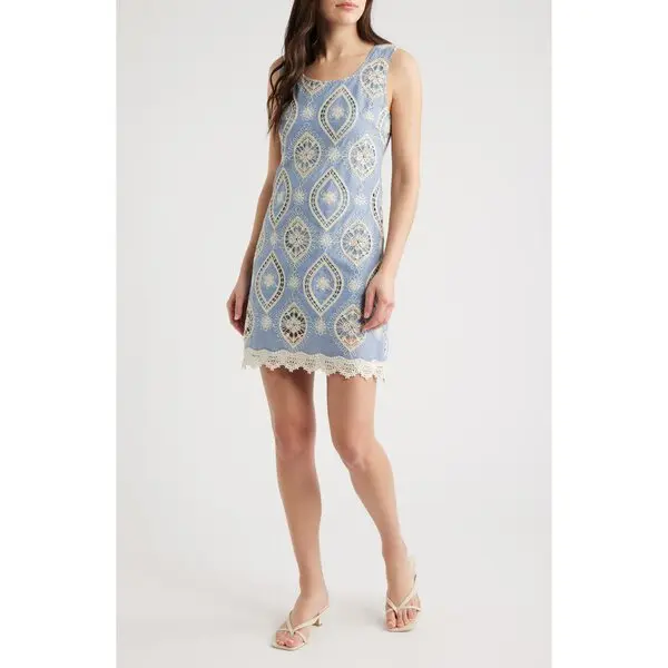 ZOE AND CLAIRE Embroidered Cotton Minidress