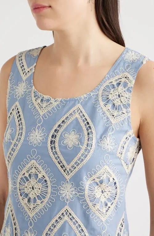 ZOE AND CLAIRE Embroidered Cotton Minidress