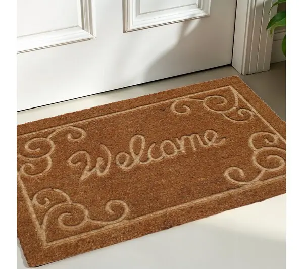 HOMEROOTS 18' X 30' Coir Vines Welcome Outdoor Door Mat - One-color