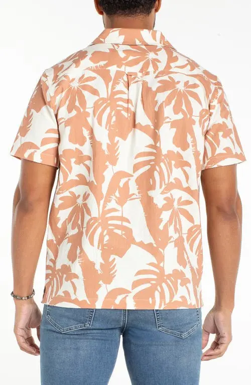 LIVERPOOL Tropical Print Cotton & Linen Camp Shirt