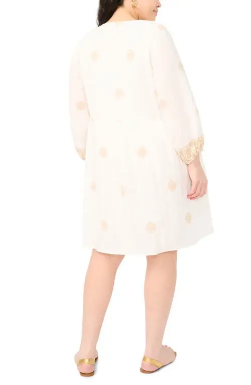 Vince Camuto Medallion Print Split-neck Minidress